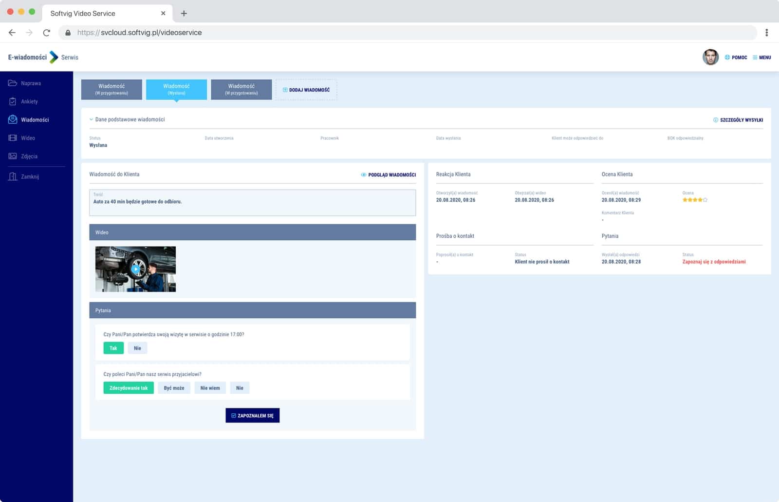 SOFTVIG dla Serwisu I Aplikacja SVCloud Video Service